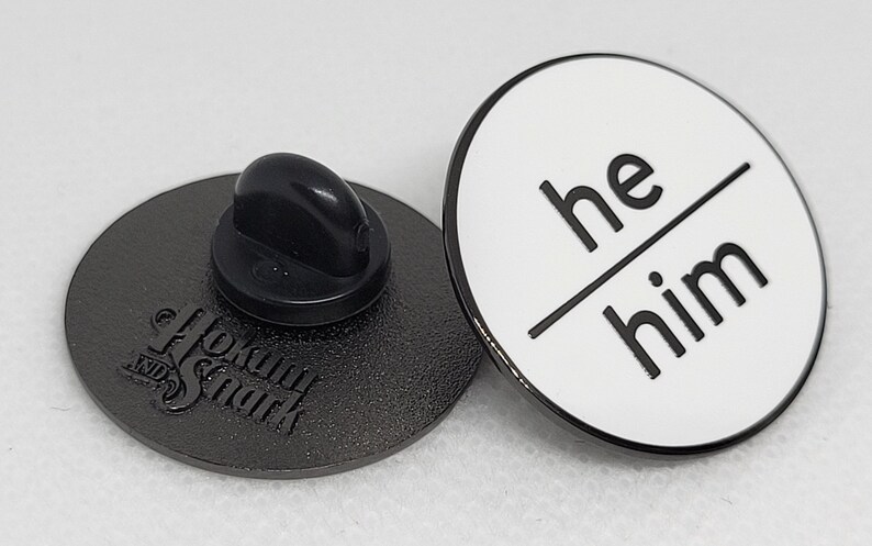 Modern Minimalist Pronoun Pin He Him Pin Choose White & - Etsy