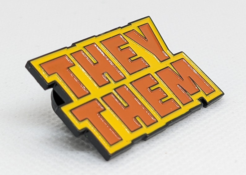 They Them Pronoun Pin Nonbinary Hard Enamel Pronoun Button - Etsy