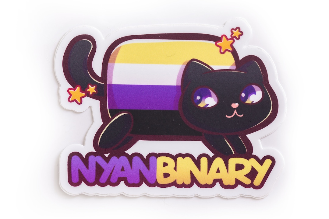 Nyanbinary Nyan Cat Nonbinary Pride Pun Decal 2 Waterproof Die-cut ...