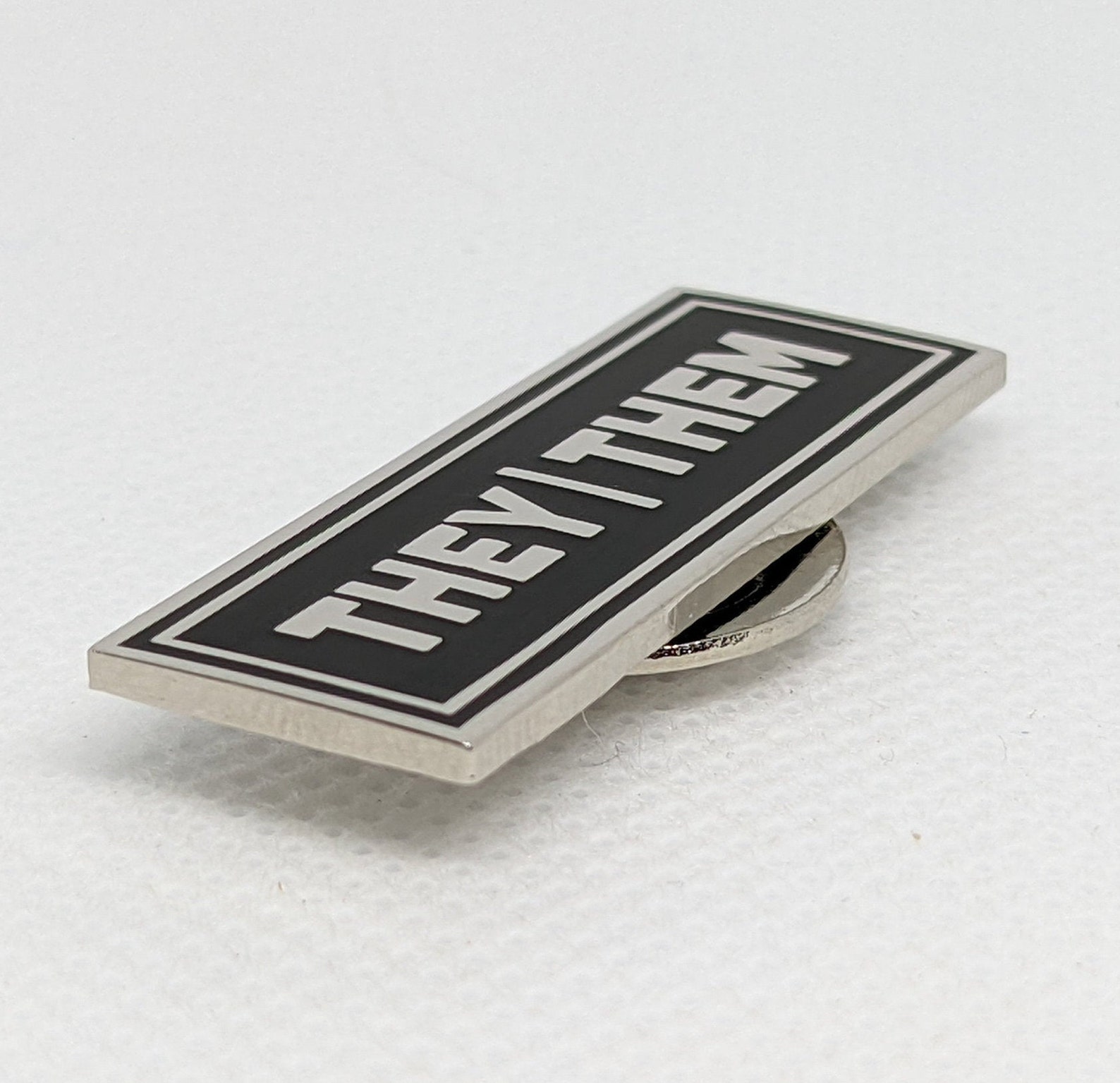 They/them Rectangle Pronoun Pin or Magnet Back Silver or Gold | Etsy