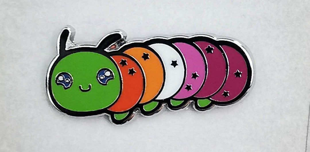 Lesbian Pride Pin Caterpillar Chibi Enamel Pin In Lesbian Etsy Uk