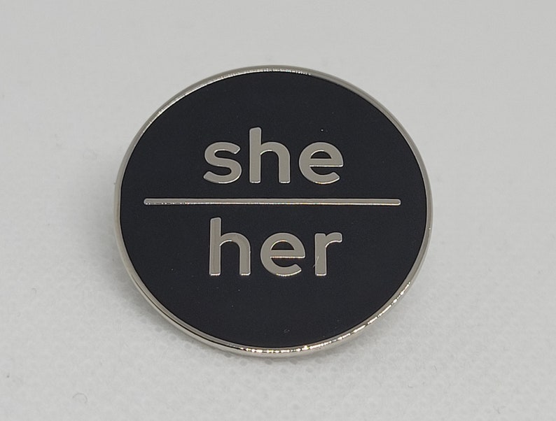 Modern Minimalist Pronoun Pin She Her Pin Choose - Etsy