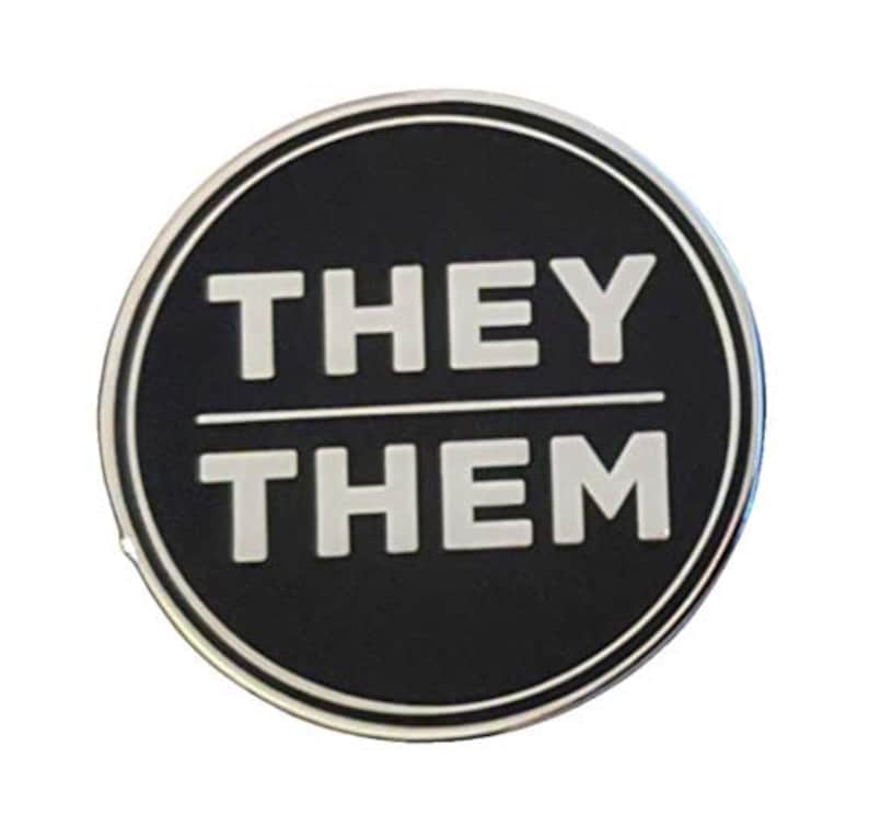 They Them Pronoun Pin Silver or Gold 1-inch Round Hard Enamel - Etsy