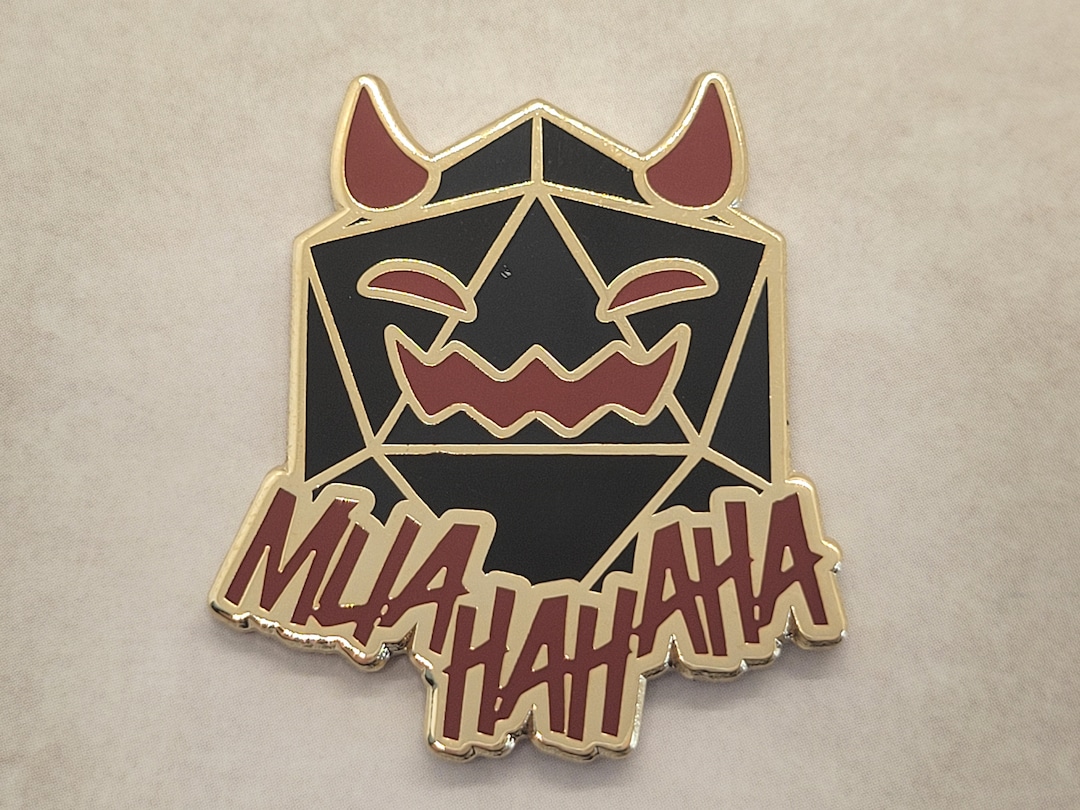 Evil Dnd Game Master Enamel Lapel Pin | D20 Dice With Devil Horns ...