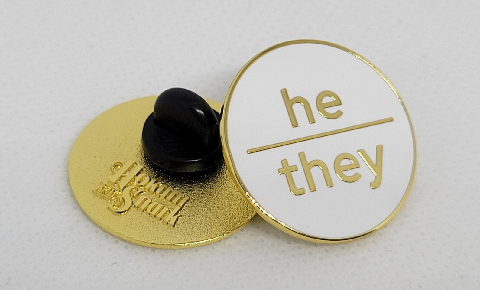Nonbinary Pronoun Pin He They Pin Choose White & Gold or - Etsy