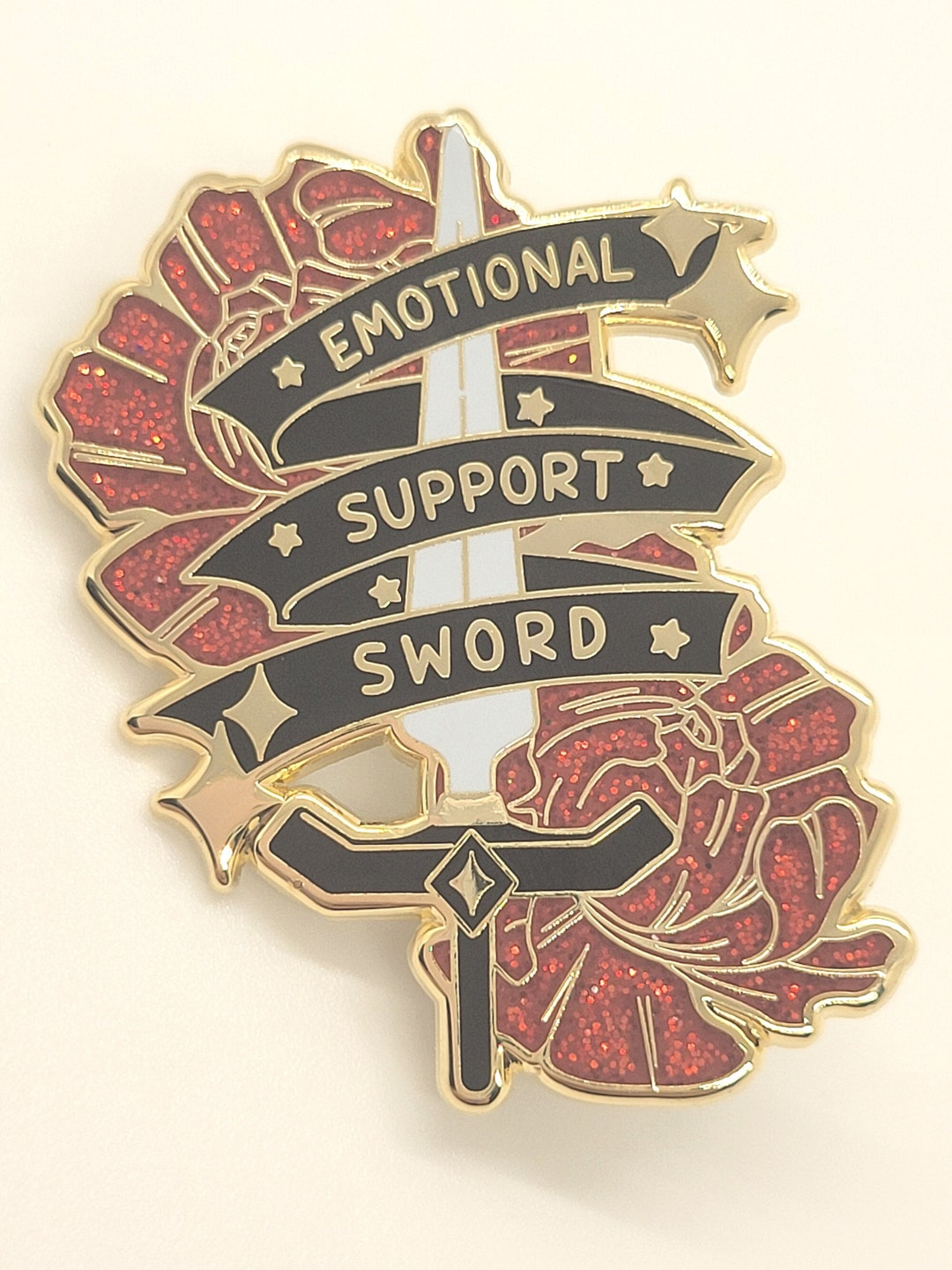 Emotional Support Sword Enamel Pin: Fearless Pink or Goth Red - Etsy