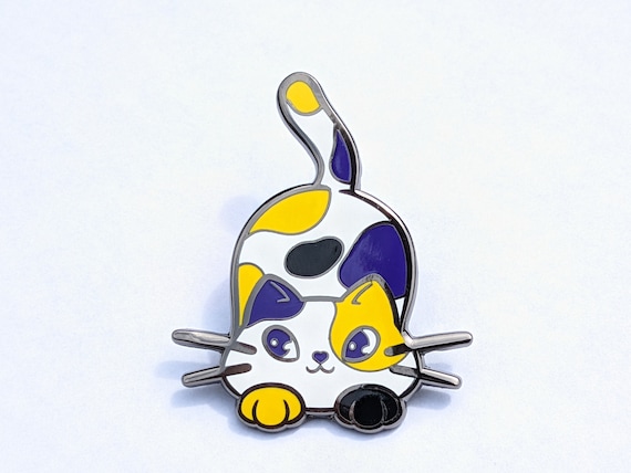 Nonbinary Pin Purride Chibi Cat Hard Enamel Pin in Non-binary - Etsy