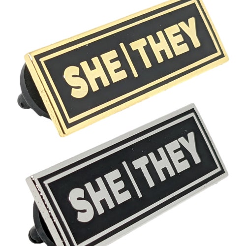 She They Pronoun Pin Silver or Gold 1-inch Round Hard Enamel - Etsy