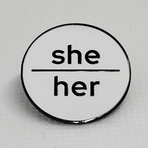 Minimalist Pronoun Pin: She/her Enamel Pin - Etsy