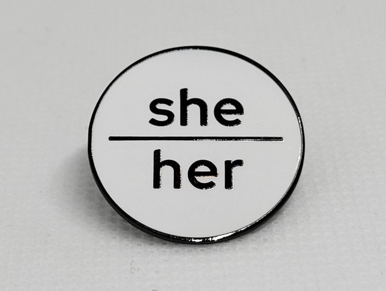 Modern Minimalist Pronoun Pin She Her Pin Choose | Etsy