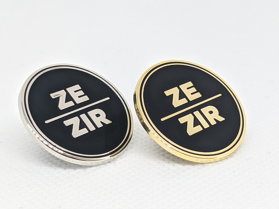 Ze Zir Pronoun Pin: Hard Enamel Nonbinary Pride Badge - Etsy