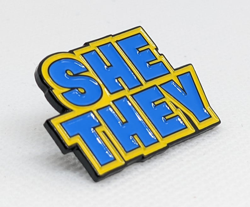 She They Pronoun Pin | Femme Nonbinary Multi-gender Gender Fluid Enamel ...