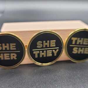 They She Pronoun Pin Silver or Gold 1-inch Round Hard Enamel ...