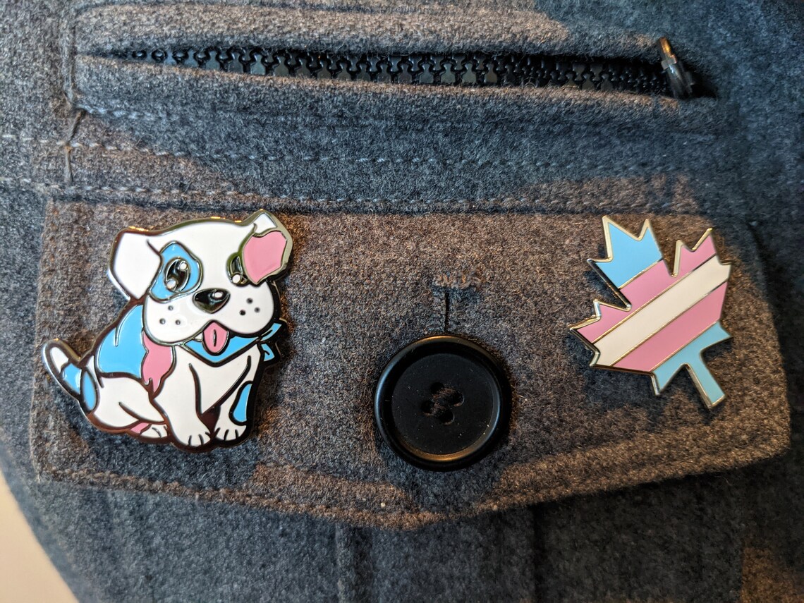 Trans Pride Pin Puppy Dog Enamel Pin in Subtle Trans Pride | Etsy