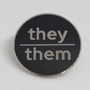 Modern Minimalist Pronoun Pin | They Them Pin | Choose White & Gold ...