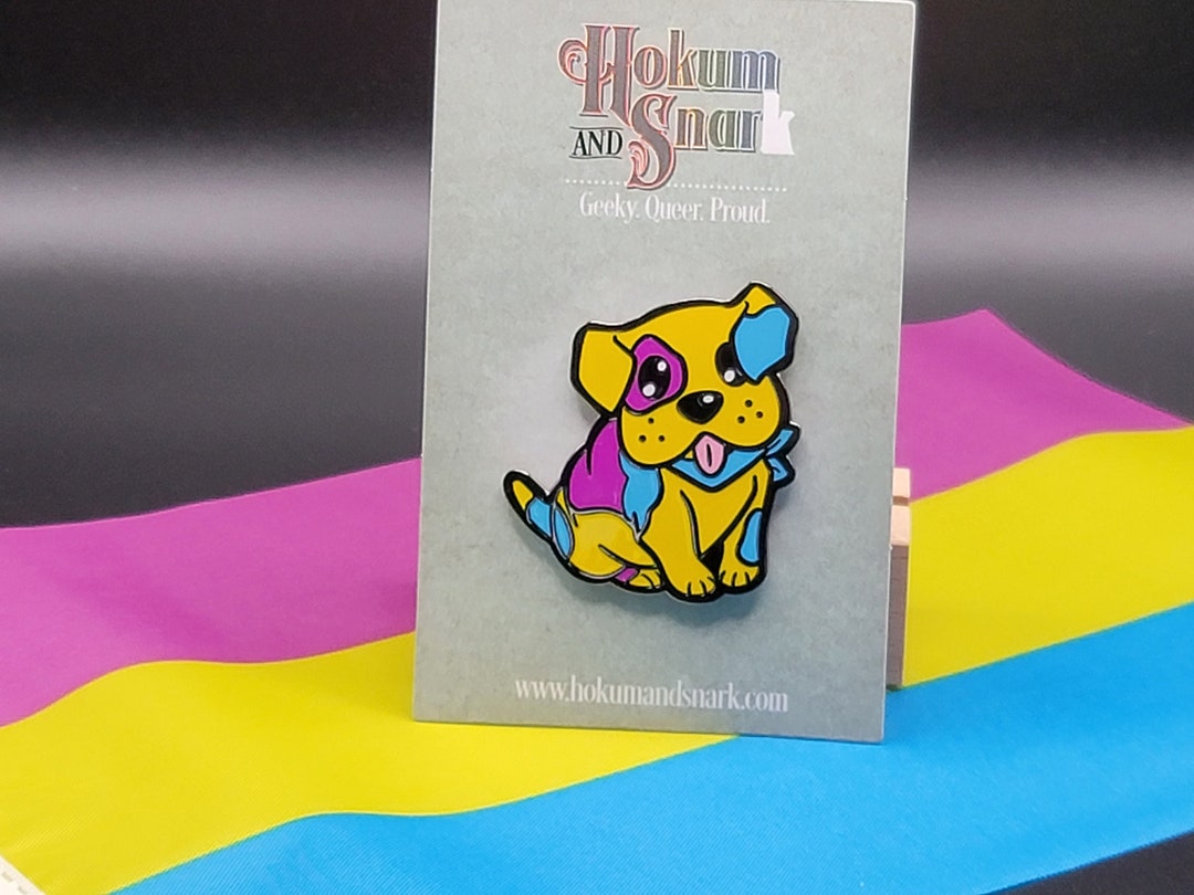 Pan Pride Pin Puppy Dog Enamel Pin | Subtle Pansexual Pride Flag Colors ...