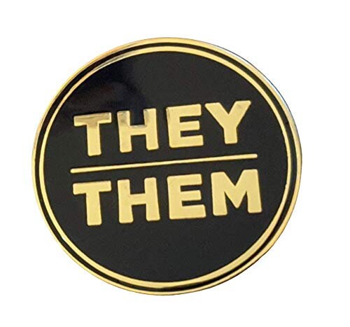 They Them Pronoun Pin Silver or Gold 1-inch Round Hard Enamel | Etsy