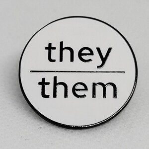 Modern Minimalist Pronoun Pin | They Them Pin | Choose White & Gold ...