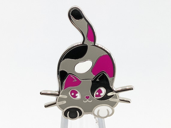 Asexual Pin Purride Chibi Cat Hard Enamel Pin Gray Ace - Etsy