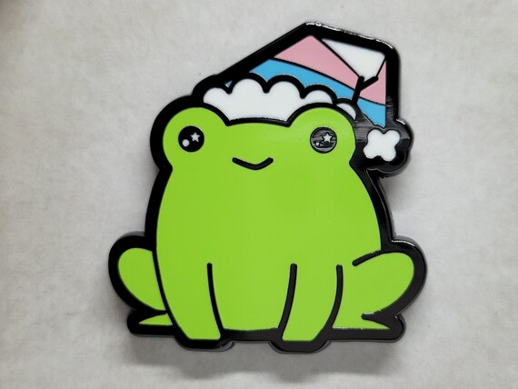Trans Frog Pin Chibi Transgender Frog Wearing Beanie With - Etsy