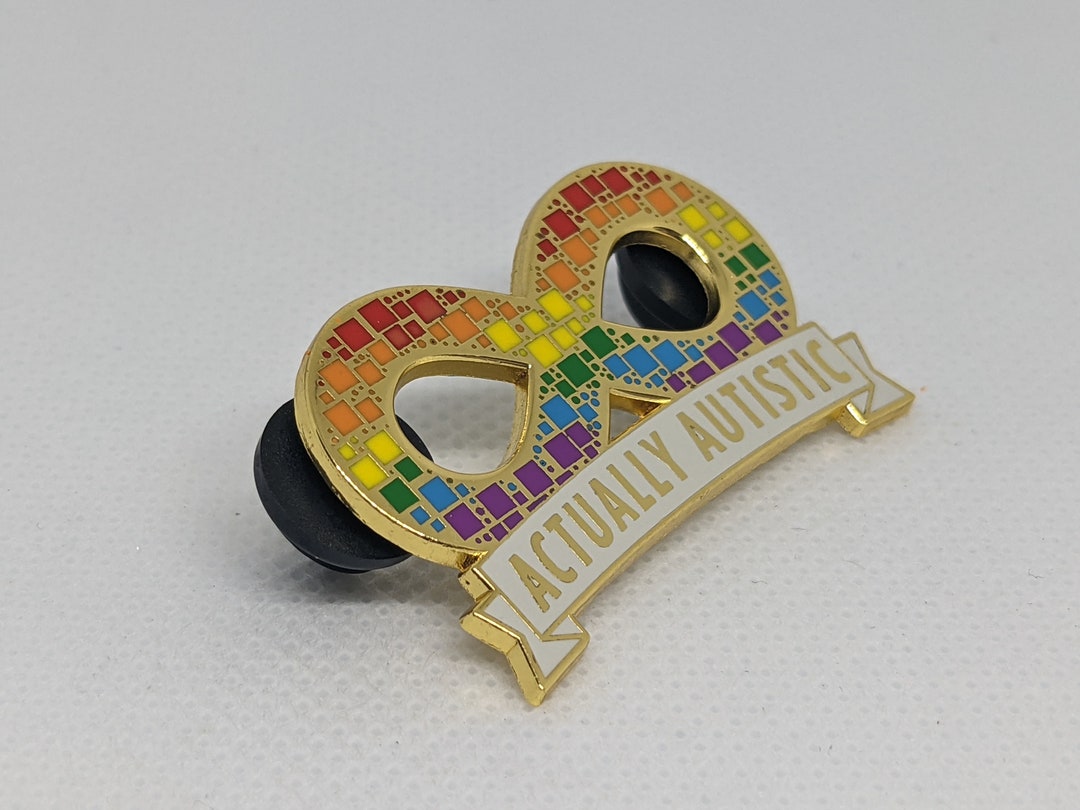 Actually Autistic Enamel Pin: Mosaic Rainbow Autism Infinity Symbol - Etsy