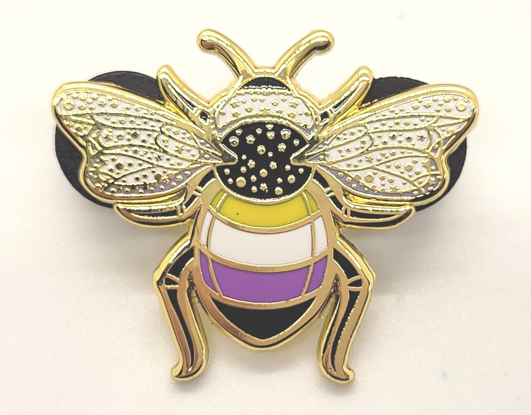 Nonbinary Pride Bee Enamel Pin: LGBT+ Flag Colors - Etsy