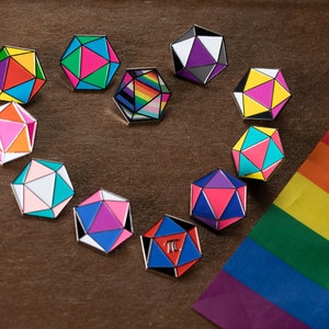 Polysexual Pride Flag D20 Gaming Dice Enamel Pin for Gaymers & - Etsy