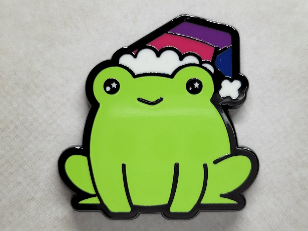 Bi Frog Pin Chibi Bisexual Frog Wearing Beanie With LGBT Bi - Etsy