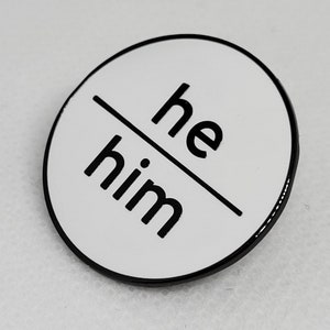 Modern Minimalist Pronoun Pin | He Him Pin | Choose White & Gold or ...