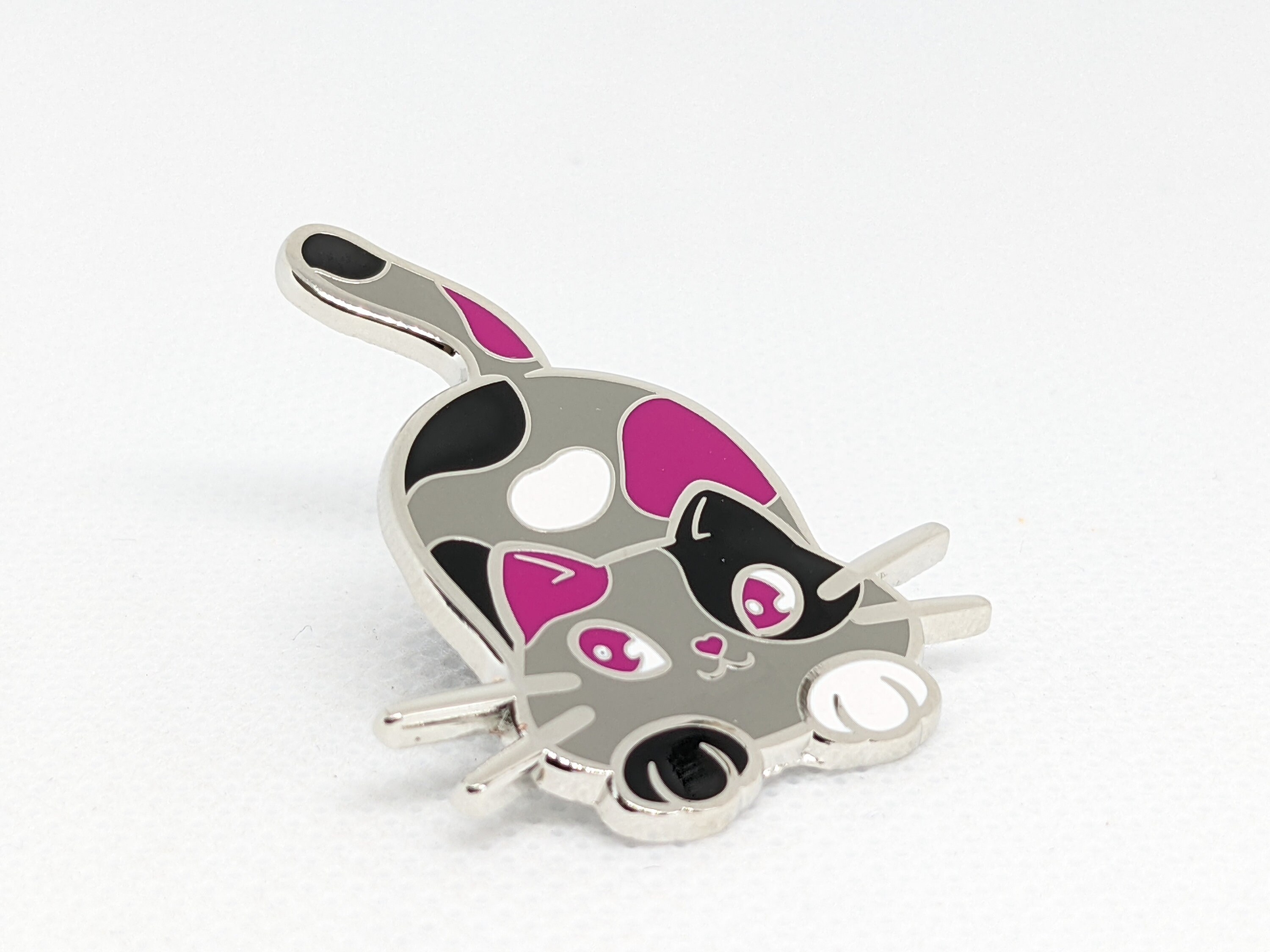 Asexual Pin Purride Chibi Cat Hard Enamel Pin Gray Ace - Etsy
