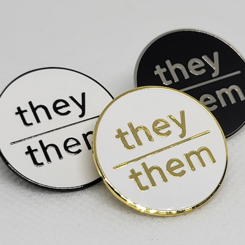 Modern Minimalist Pronoun Pin They Them Pin Choose White & - Etsy