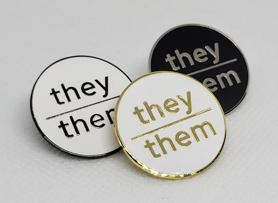 Modern Minimalist Pronoun Pin They Them Pin Choose White & - Etsy
