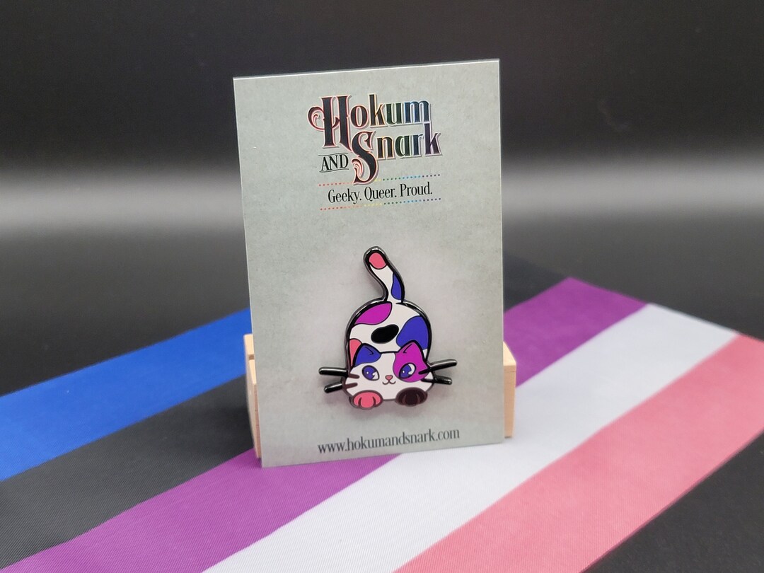 Genderfluid Pin Purride Chibi Cat Hard Enamel Pin in Gender Fluid Pride ...