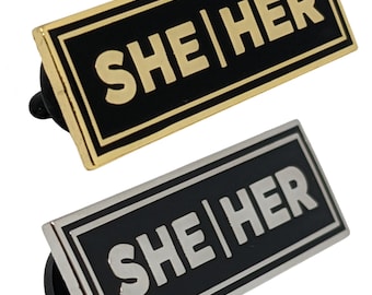 She Her Pronoun Badge Gender Pronouns Pin She Her Button - Etsy