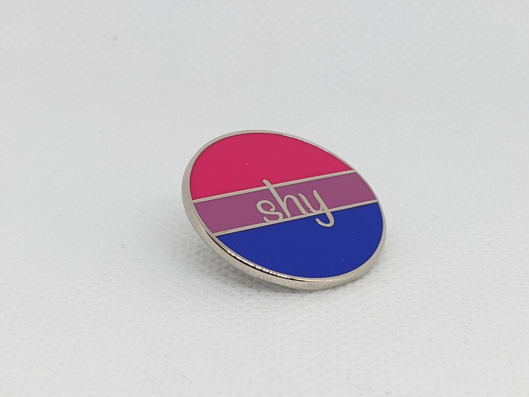 Shy Bi Enamel Pin Flirtatious Hinting in Bisexual Pride Flag Colors - Etsy