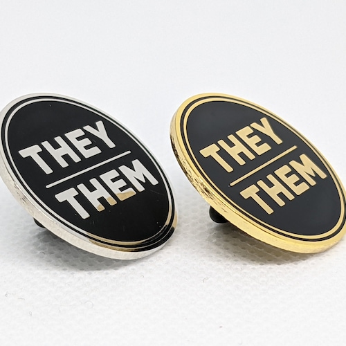 They He Pronoun Pin Silver or Gold 1-inch Round Hard Enamel - Etsy