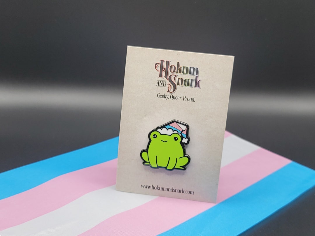 Trans Frog Pin | Chibi Transgender Frog Wearing Beanie With LGBTQ Trans ...