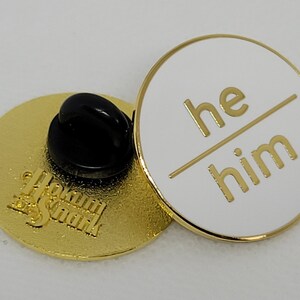 Modern Minimalist Pronoun Pin | He Him Pin | Choose White & Gold or ...