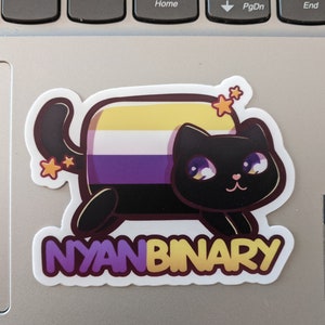 Nyanbinary Nyan Cat Nonbinary Pride Pun Decal 2" | Waterproof Die-cut ...
