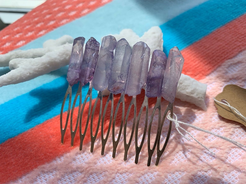 Purple Luster Quartz Hair Comb - Etsy