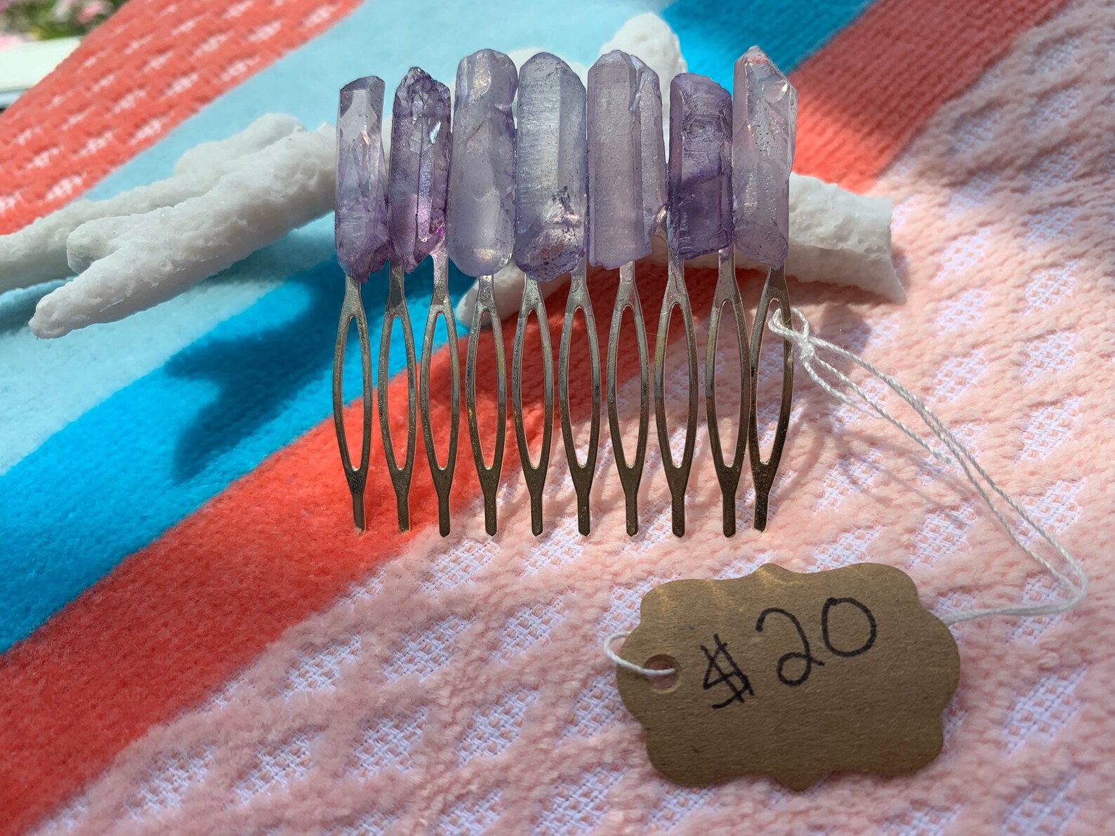 Purple Luster Quartz Hair Comb - Etsy
