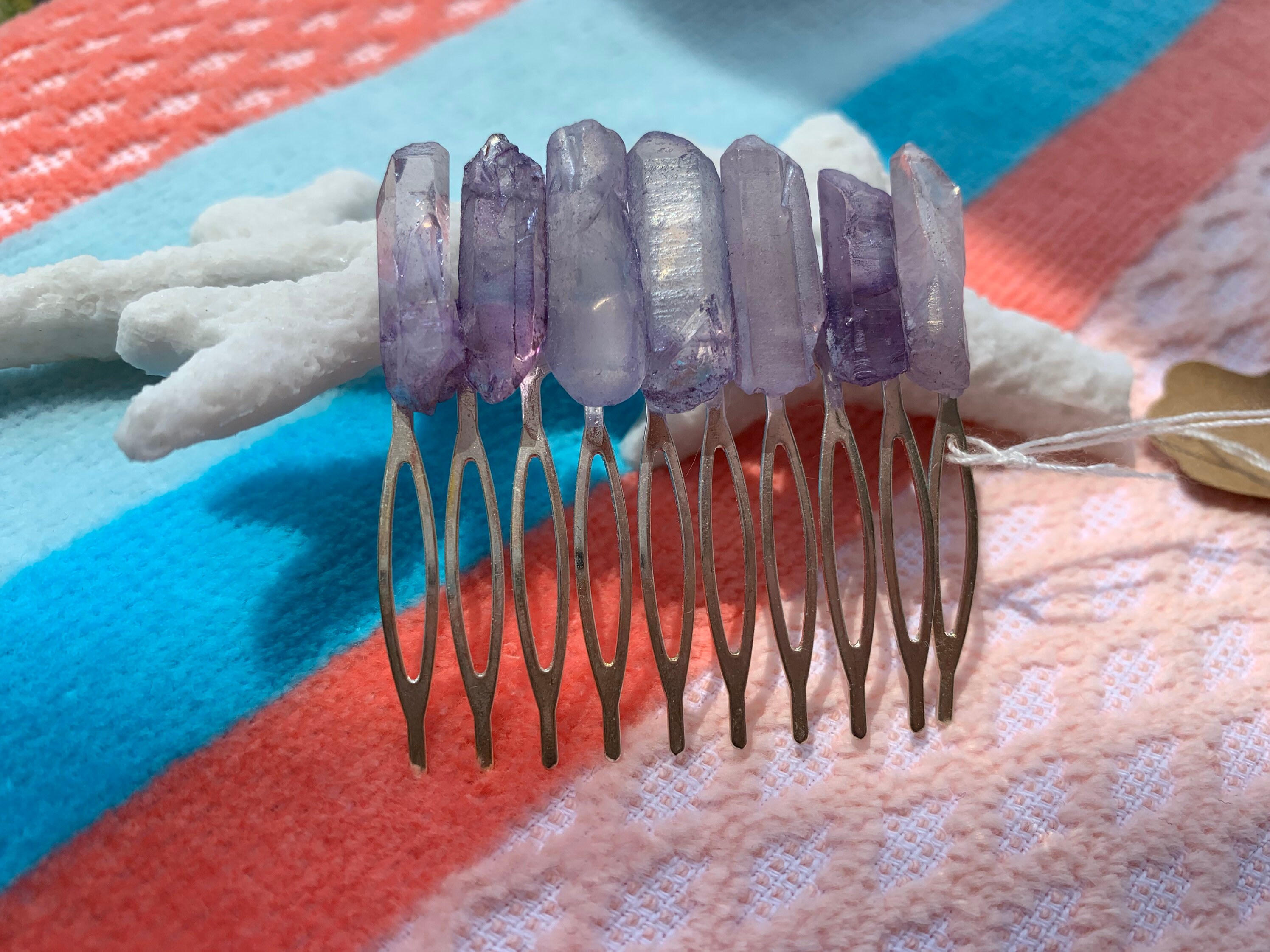 Purple Luster Quartz Hair Comb - Etsy