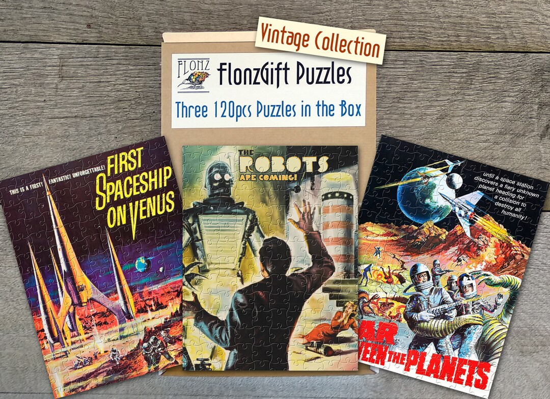 SCI-FI Puzzle 3 Jigsaw Puzzles Ina Box Vintage Images From Movie ...