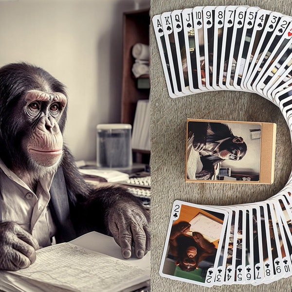 Monkey Playing Cards - Etsy