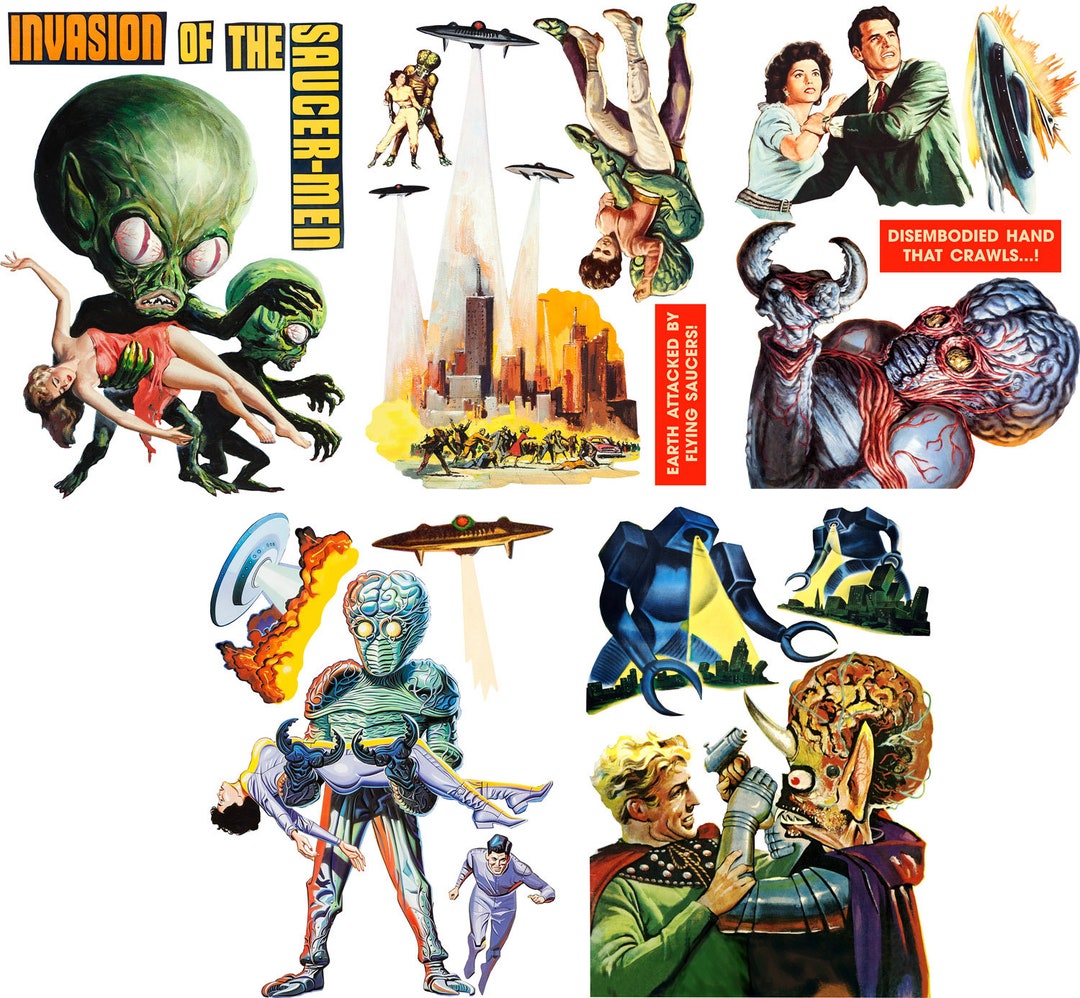 VINTAGE SCI-FI Large Vinyl Stickers over 20 Large Stickers Vintage ...