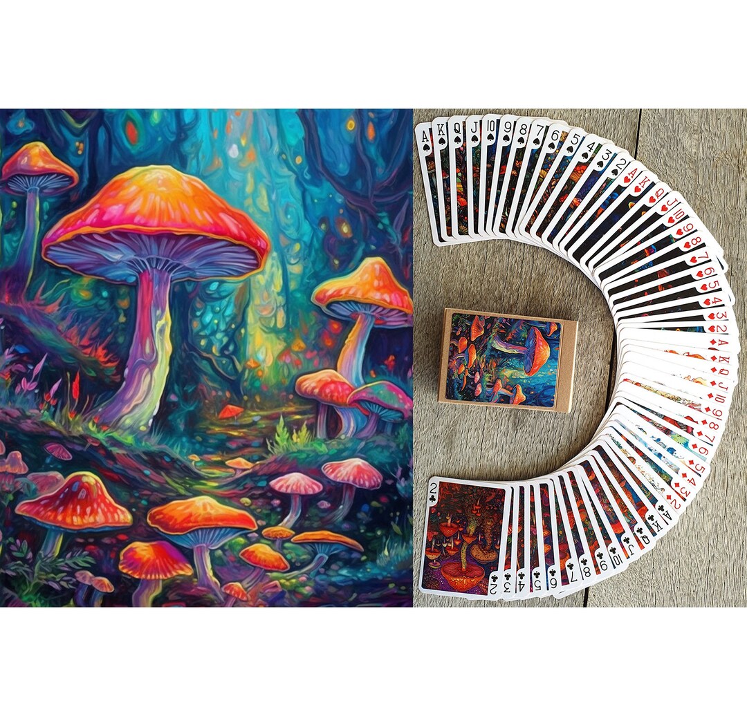 FUNKY MUSHROOMS Playing Cards poker Deck 54 Cards All Different ...