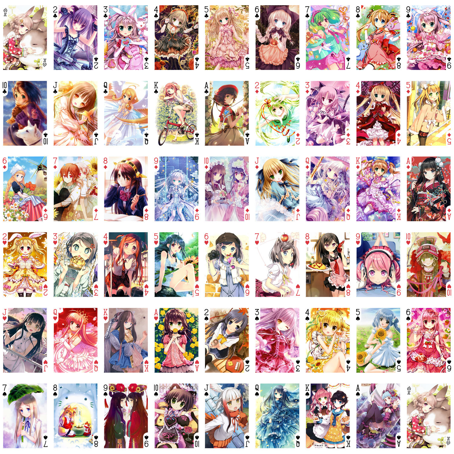 ANIME Playing Cards poker Deck 54 Cards All Different Kawaii - Etsy