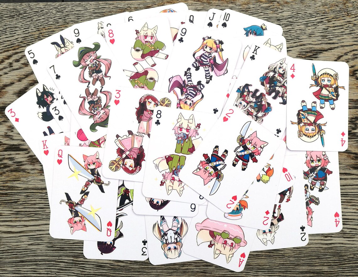 KAWAII ANIME Playing Cards poker Deck 54 Cards All Different - Etsy