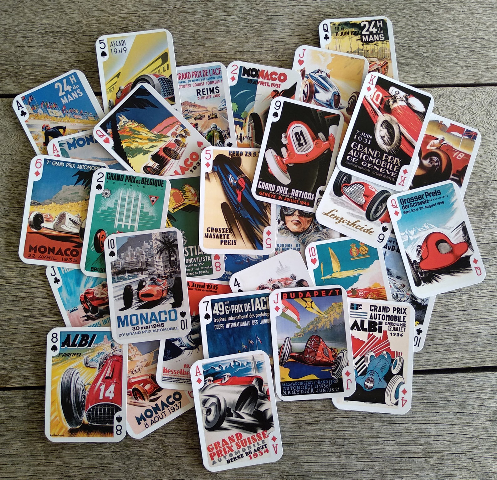 RETRO RACING CARS Playing Cards poker Deck 54 Cards All - Etsy