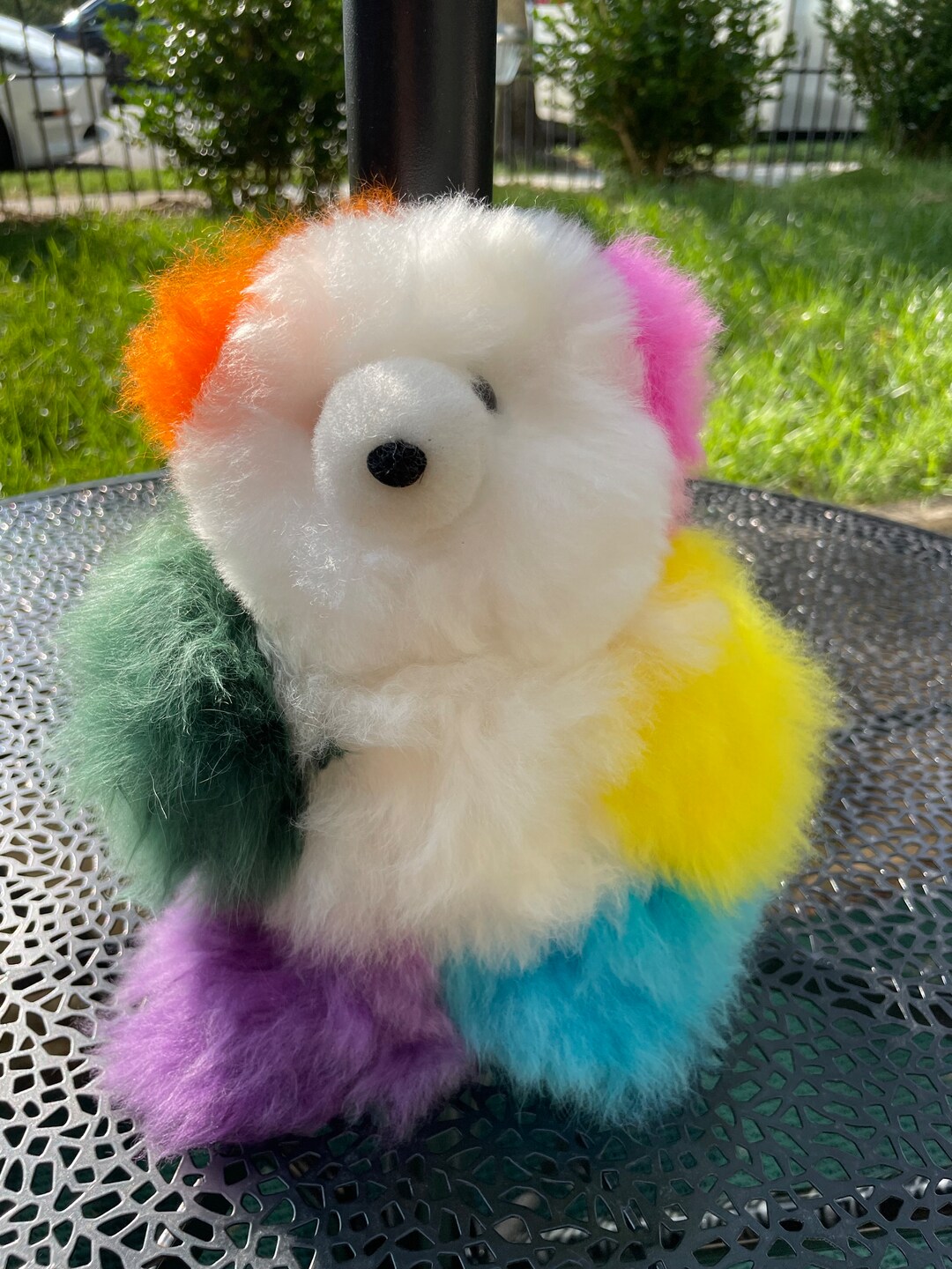 Rainbow Teddy Bear, Baby Shower Gift Girl, Baby Alpaca Teddy Bear ...